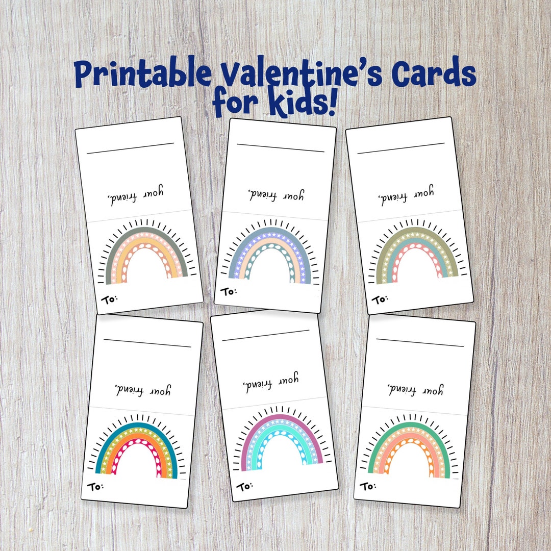 Printable Valentine's Day Cards | Instant Download | Rainbow Valentines ...