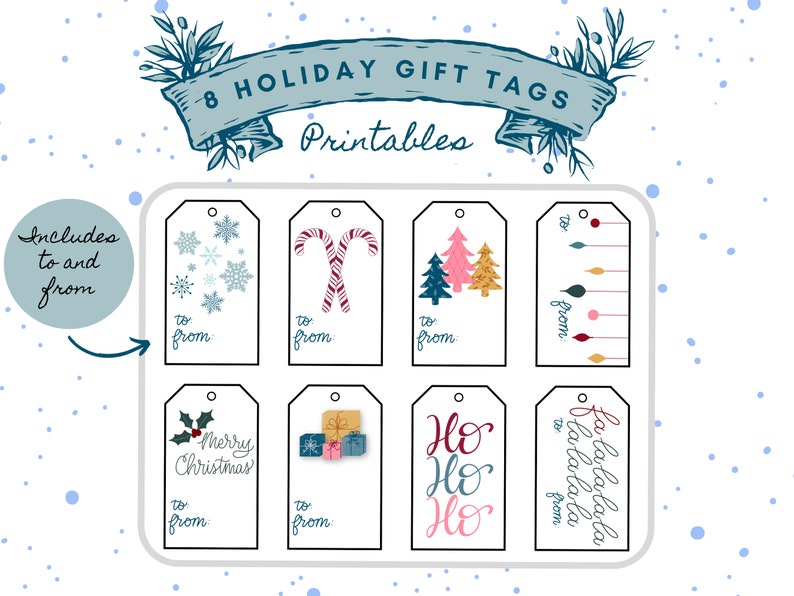 Holiday Gift Tags Instant Download Christmas Doodles Set - Etsy