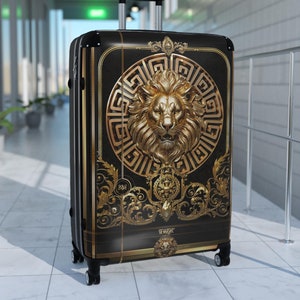 Greek Key Lion Suitcase Baroque Travel Luggage Carry-on Suitcase Luxury ...