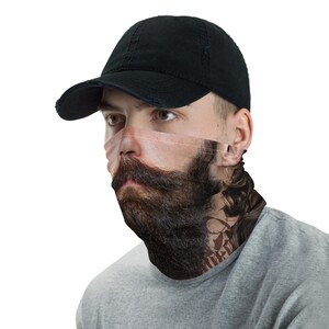Long Beard Man Neck Gaiter, Washable Face Mask for Protection, Selfie ...