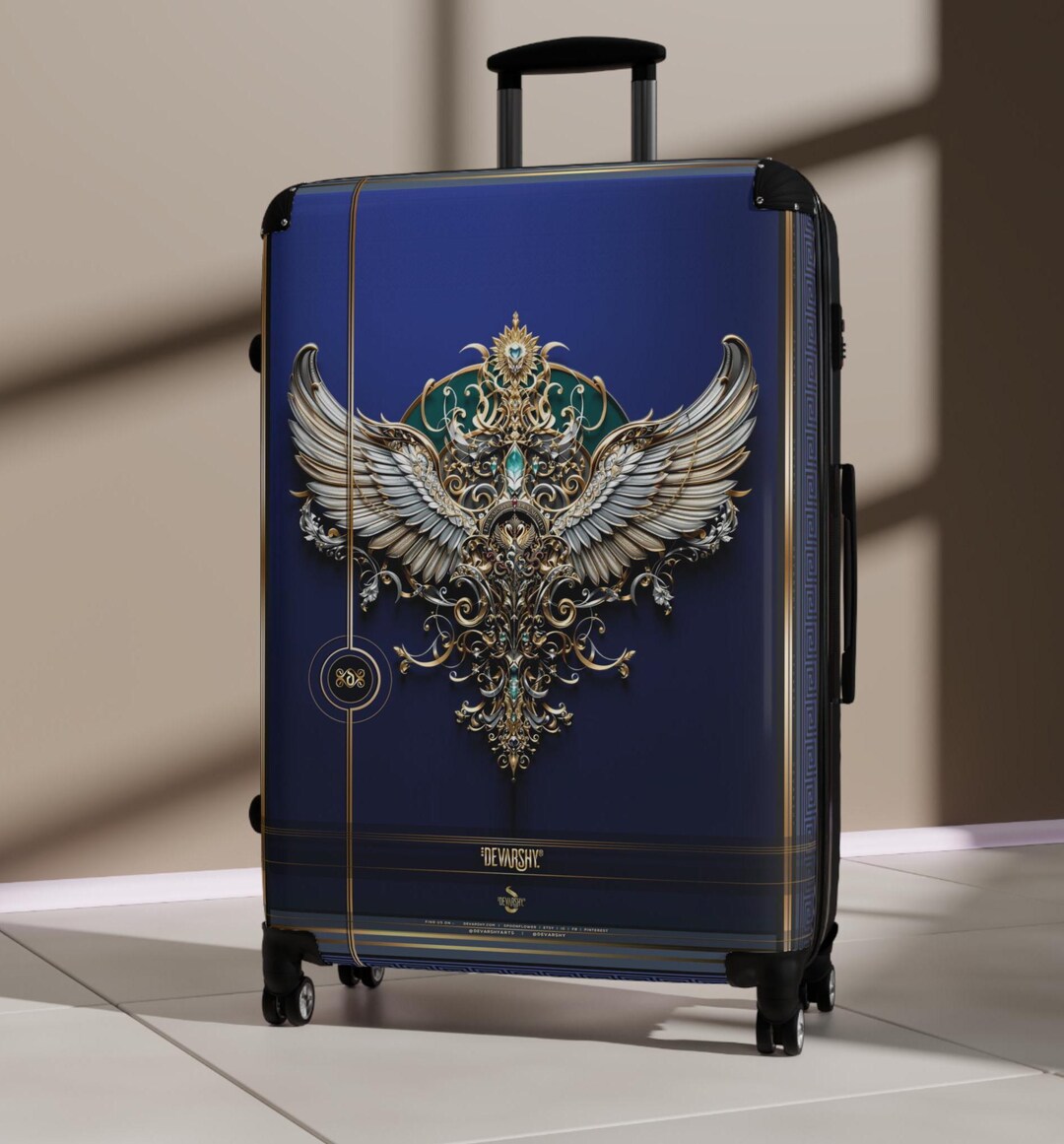 Wings Emblem Navy Suitcase, Travel Luggage, Carry-on Suitcase, Baroque ...