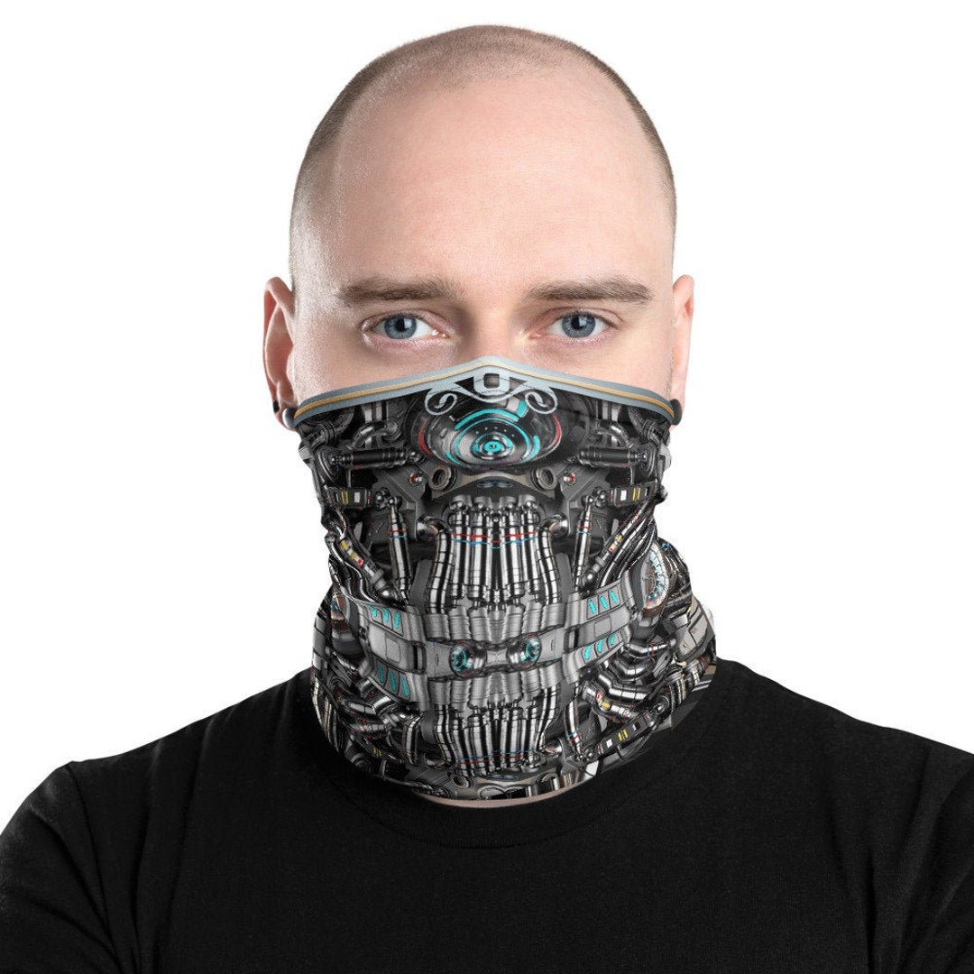 Mechanical Neck Gaiter Cyberpunk Face Mask Sci Fi Neck Tube, PF - 11365 ...