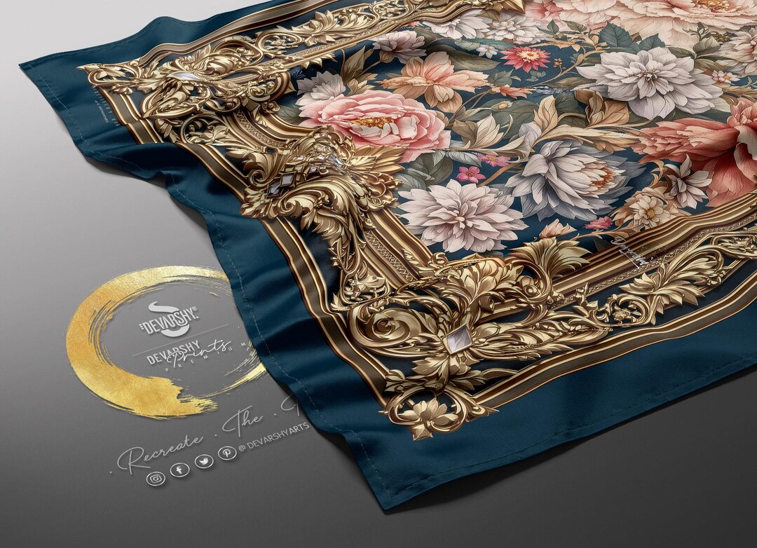 Baroque Fleur Fabric Panel, Combed Cotton PIMA Fabric by the Yard, Spun ...