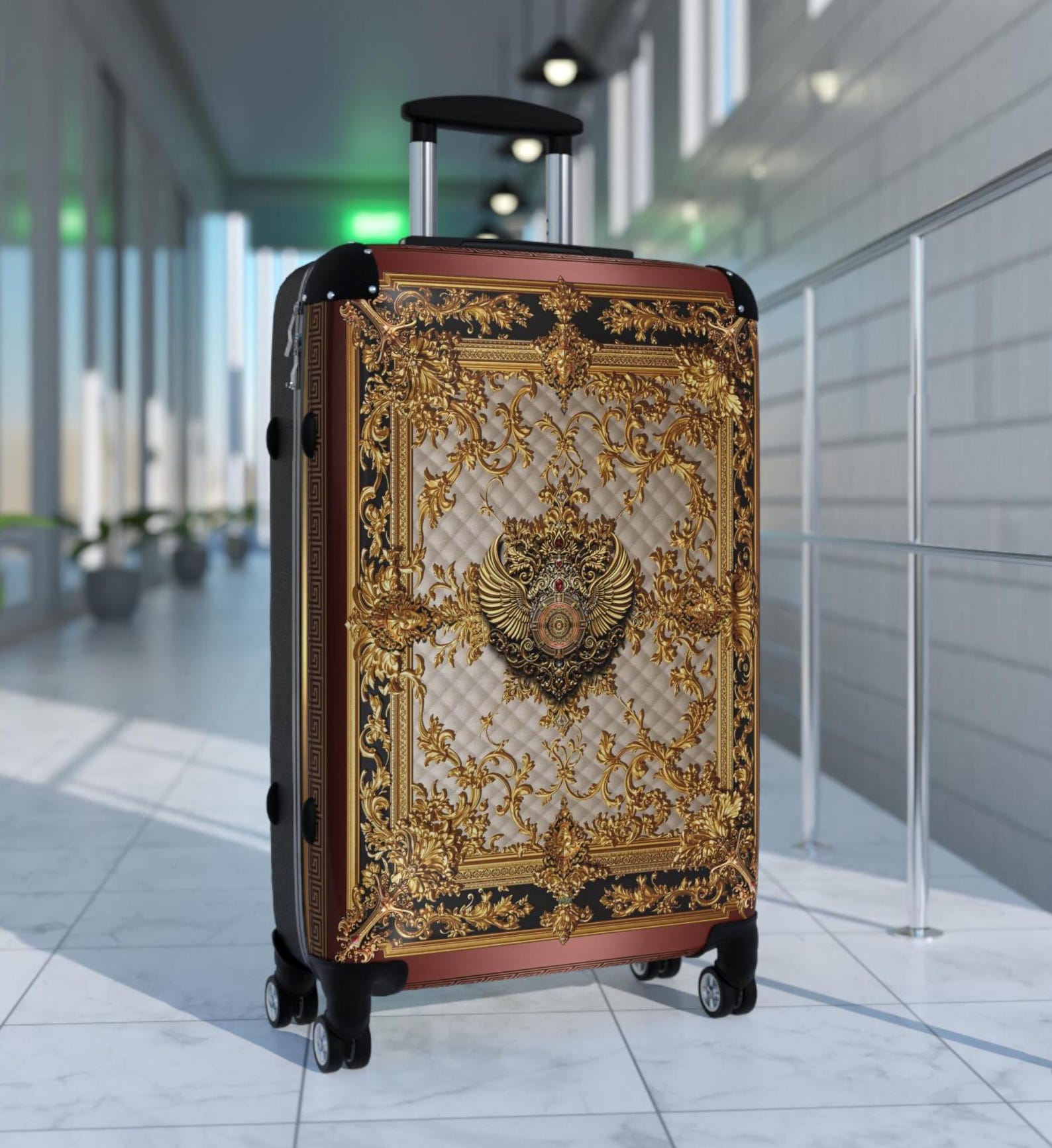 Opulent Rust Suitcase, Travel Luggage, Baroque Carry-on Suitcase ...