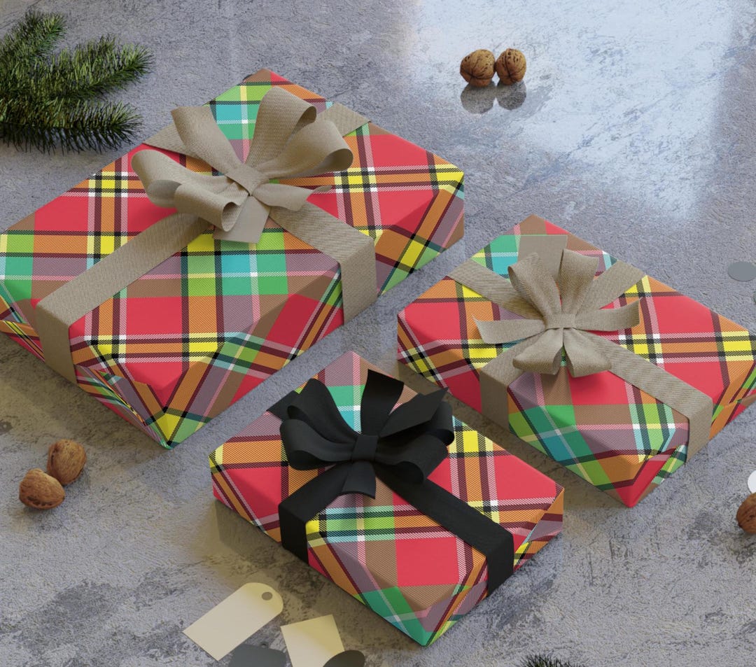 Red Plaid Wrapping Paper Sheet, Special Occasions Gift Wrappers, DIY ...