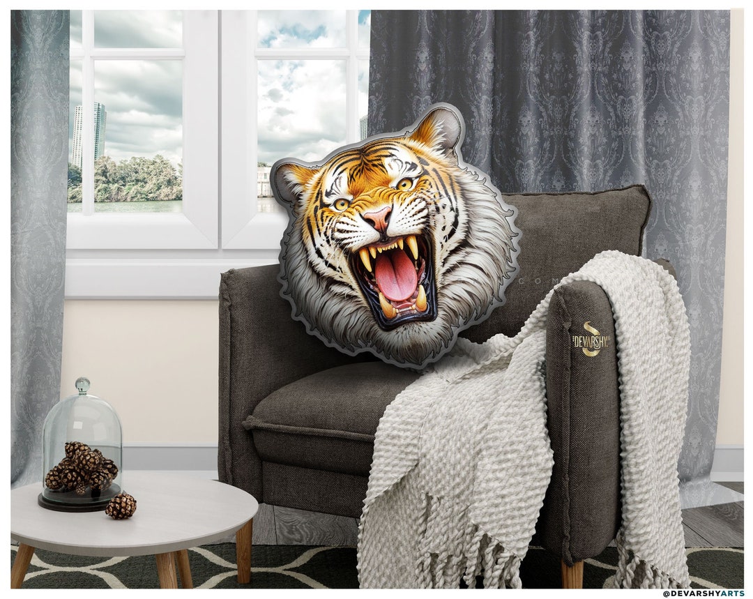 Roaring Tiger Shape Pillow Custom Shape Cushion Ferocious Tiger Throw ... Roaring Tiger Shape Pillow Custom Shape Cushion Ferocious Tiger Throw ...