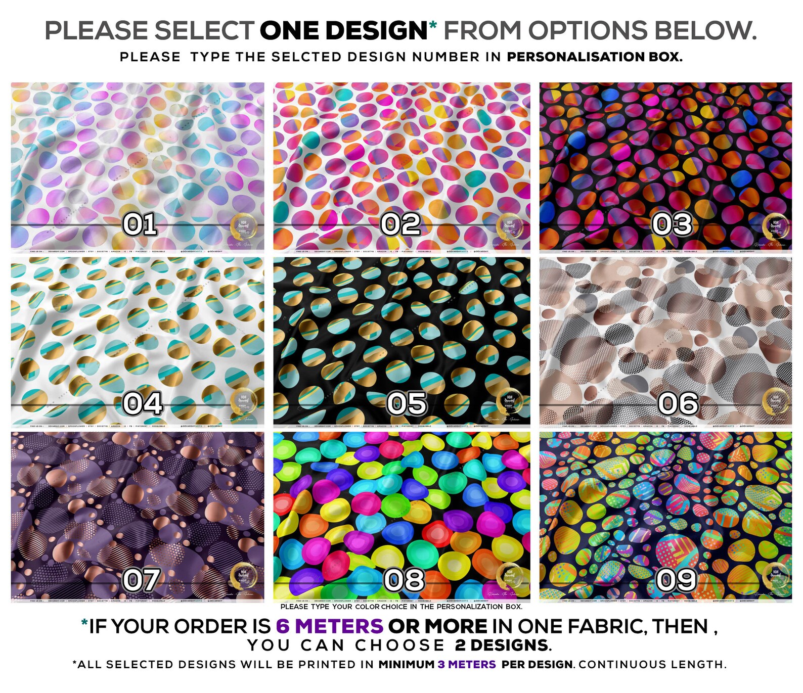 Polka Dots Apparel Fabric 3m 8 Fabric Options 18 Designs. - Etsy