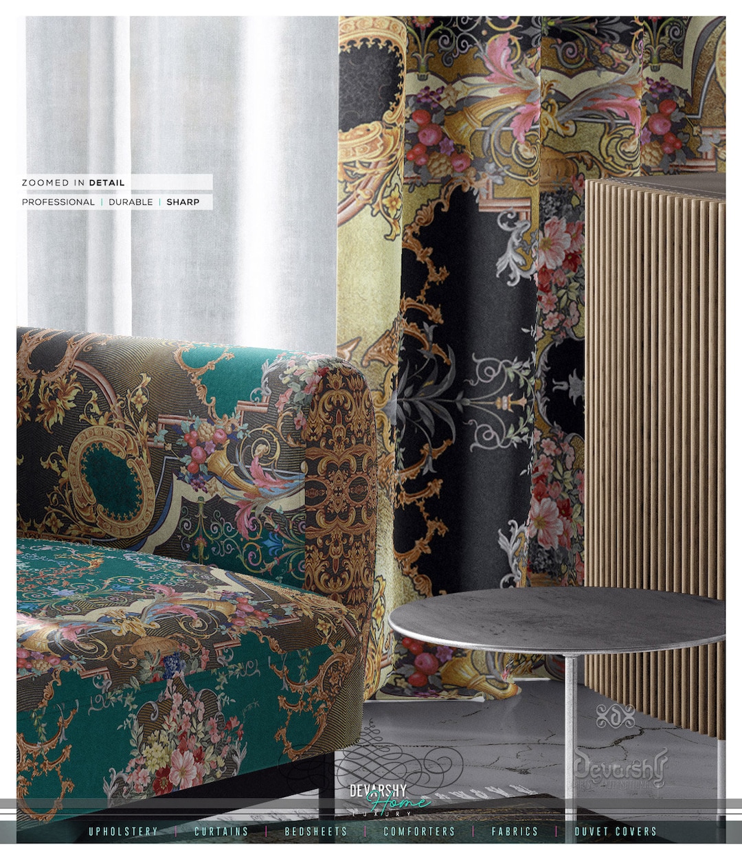 Timeless Baroque Upholstery Fabric 3meters 4 Colors & 12 Furnishing ...