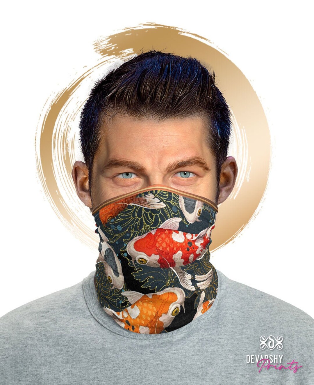 Japanese Koi Fish Neck Gaiter Fish Print Face Mask Koi Fish Neck Tube ...
