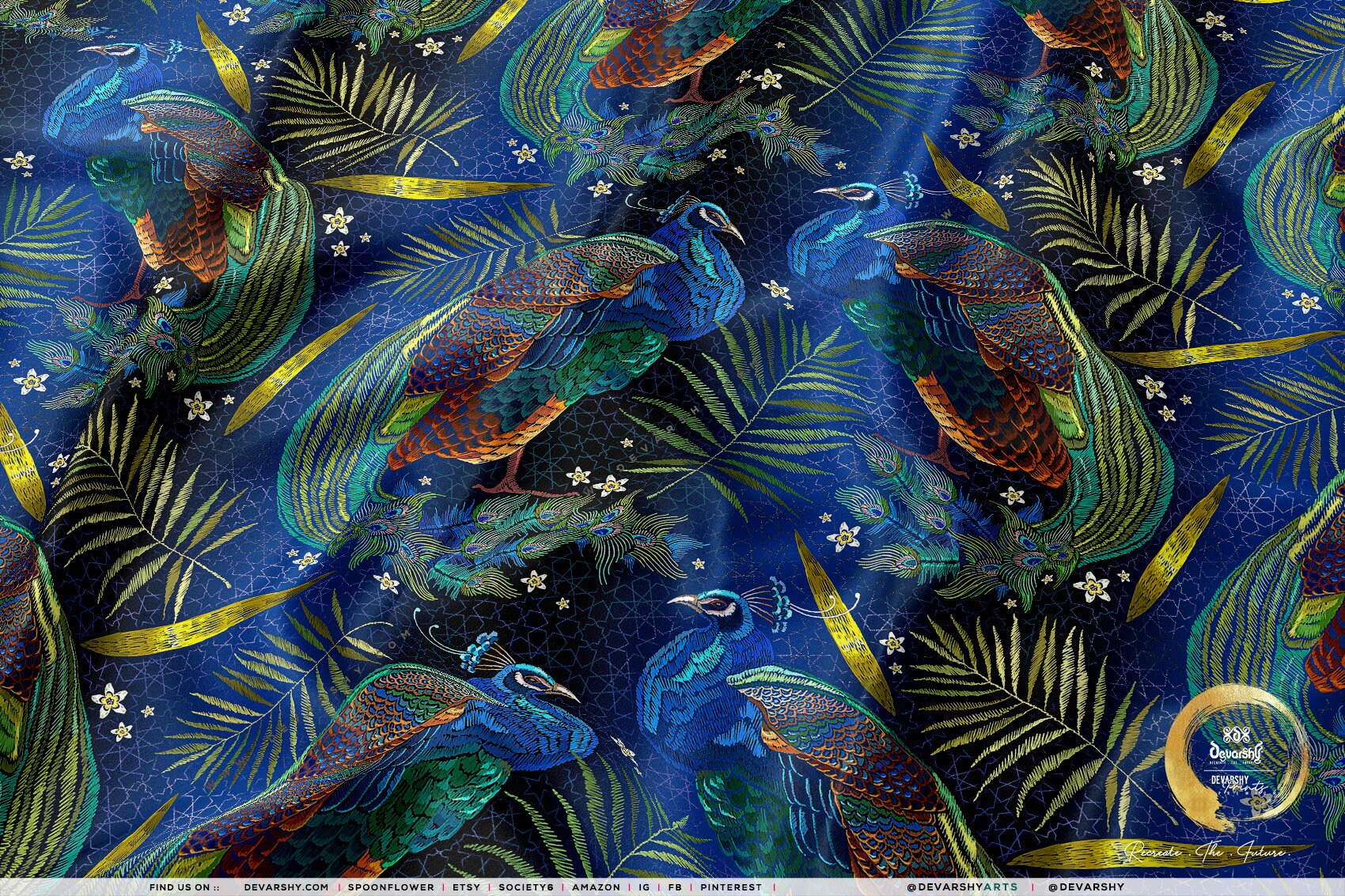 Peacock Print Upholstery Fabric 3meters 18 Designs 13 - Etsy