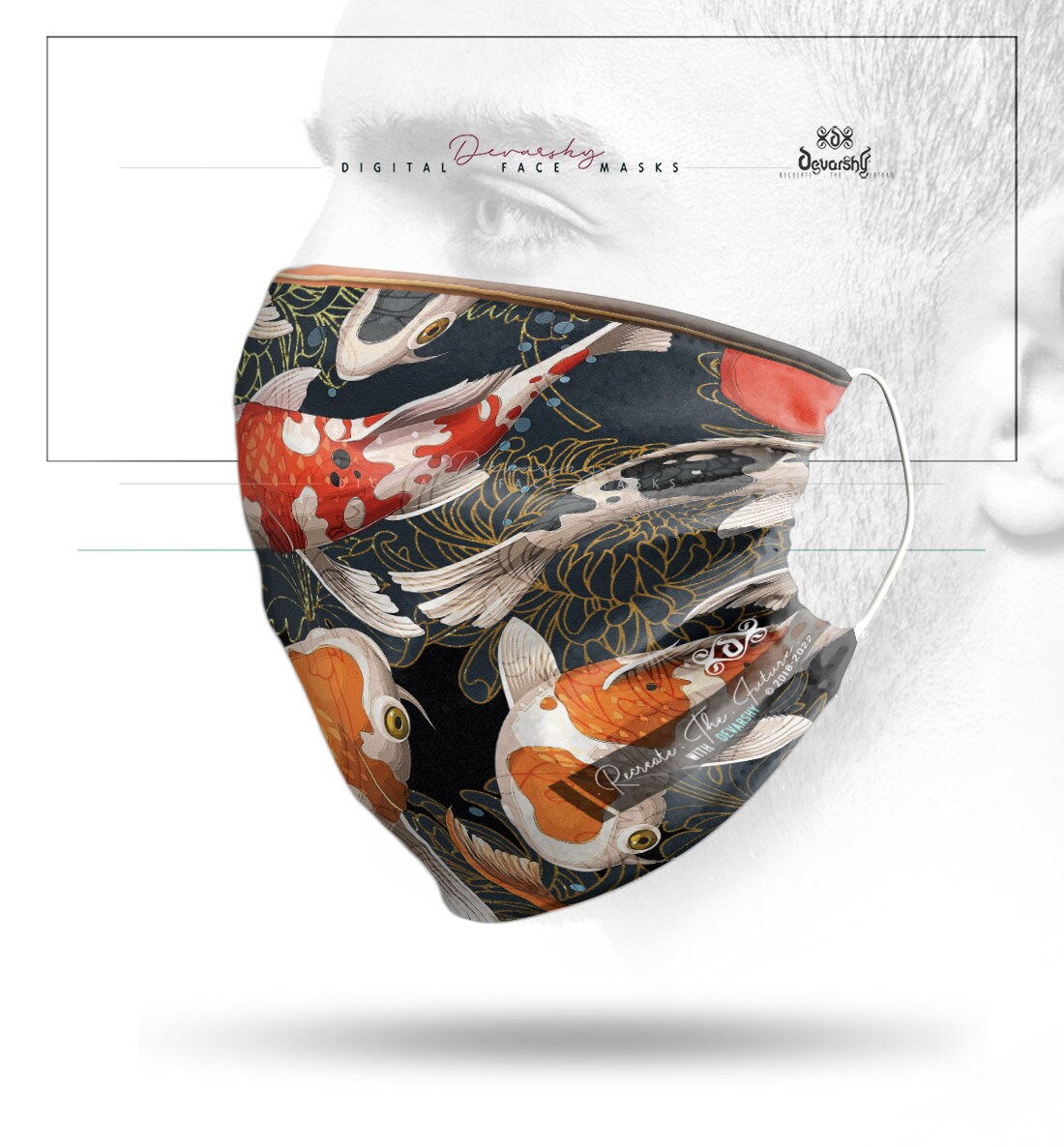 Japanese Koi Fish Face Mask With Filter and Nose Wires 11154 | Etsy UK