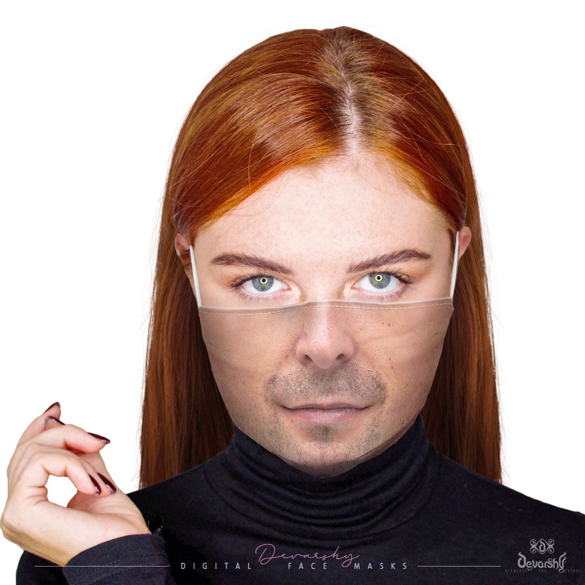 Caucasian Male Realistic Face Mask With Filter and Nose Wires - Etsy