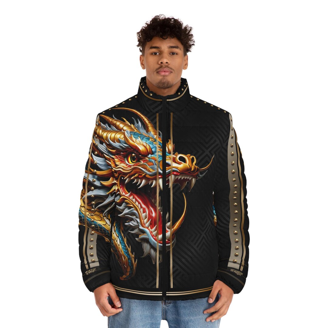 Chinese Dragon Puffer Jacket Unisex Jacket Unisex Windbreaker Jacket ...