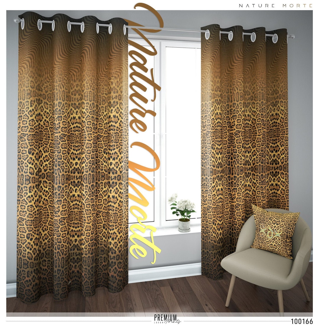 Leopard Print Curtain Panel, Grommet Curtain, 9 Fabrics in 3 Sizes ...