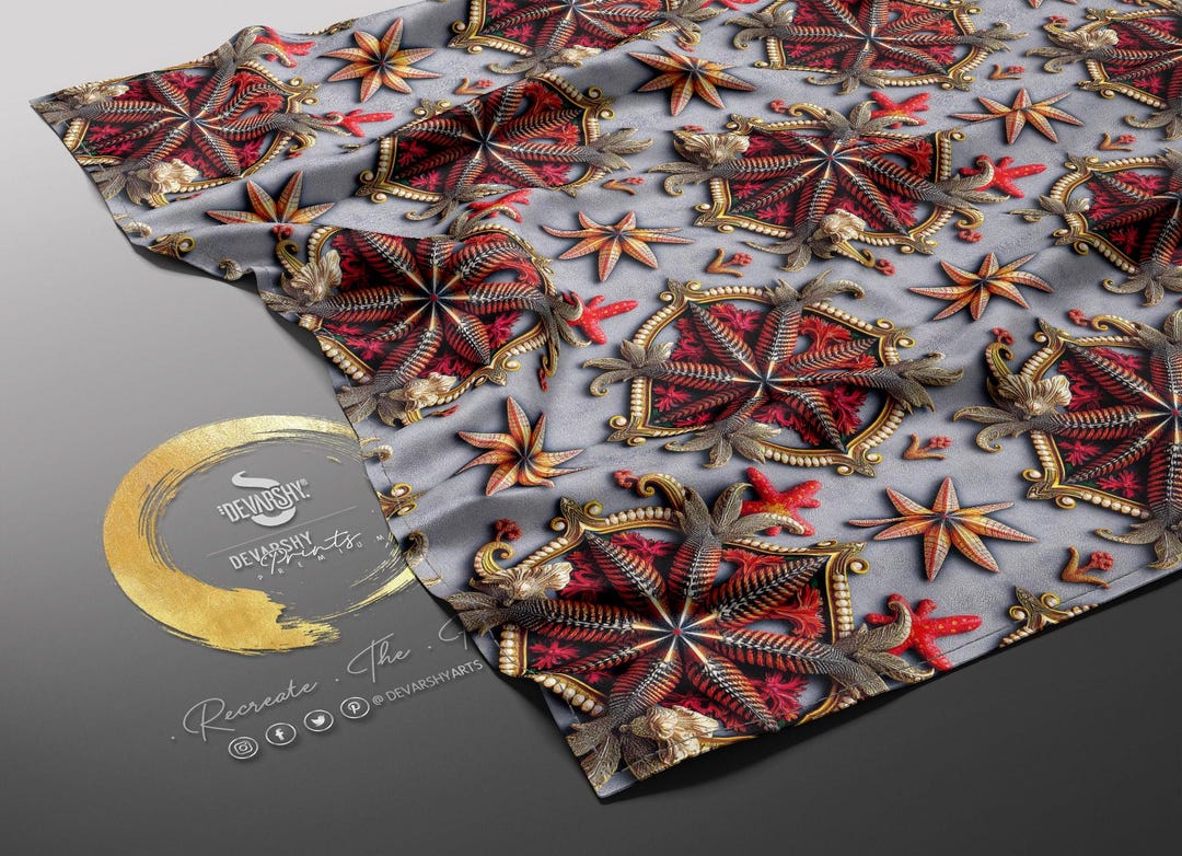 Red Floral Pattern Fabric, Combed Cotton Pima Fabric by the Yard, Spun ...