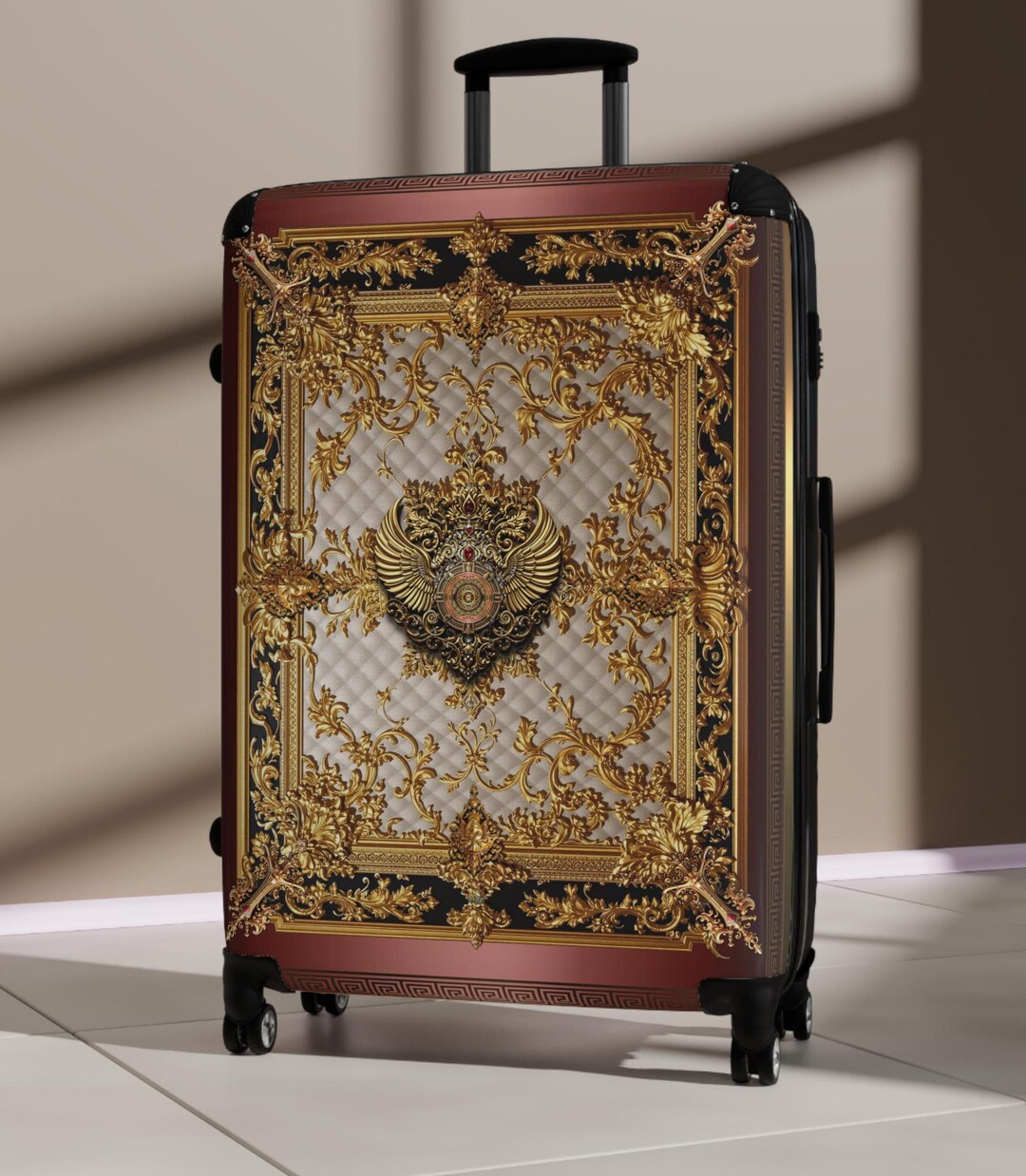 Opulent Rust Suitcase, Travel Luggage, Baroque Carry-on Suitcase ...