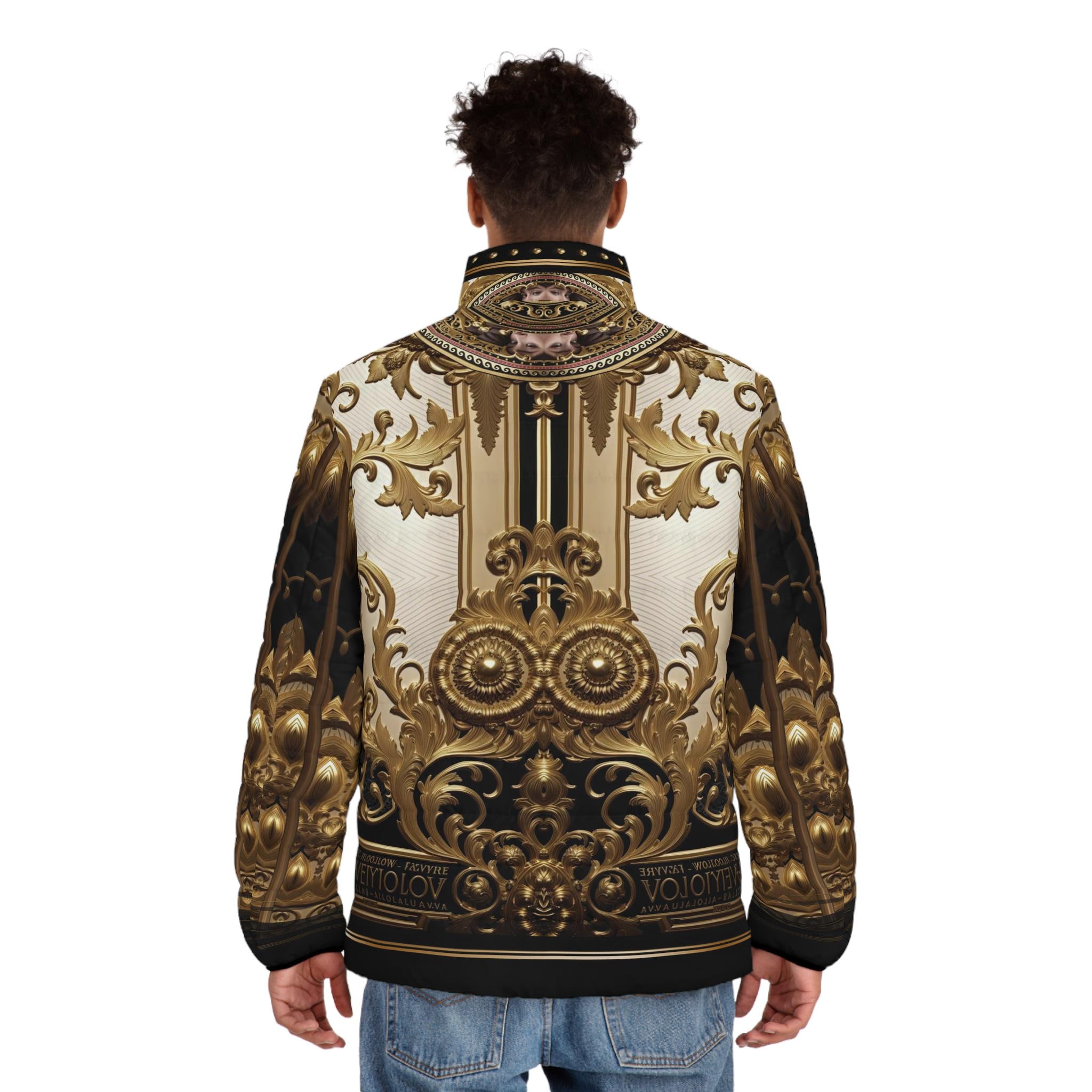 Ornate Gold Baroque Puffer Jacket, Luxury Winter Jacket, Designer Men ...