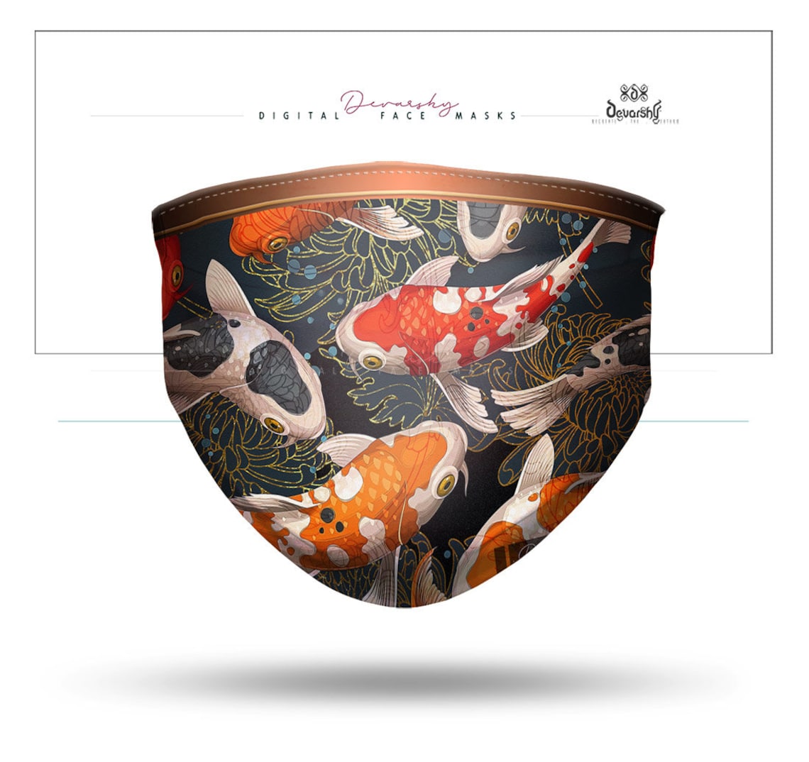 Japanese Koi Fish Face Mask With Filter And Nose Wires 11154 | Etsy