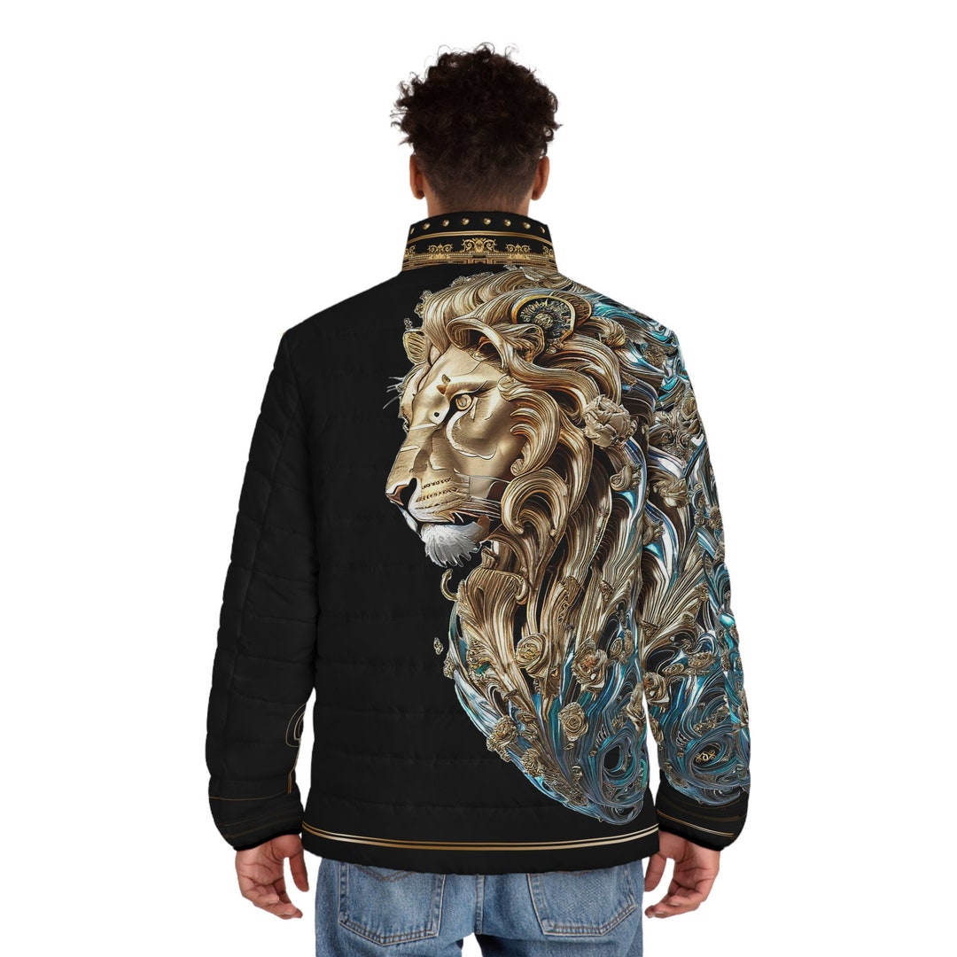 LEO Royale Puffer Jacket Unisex Jacket Decorative Lion Jacket Unisex ...