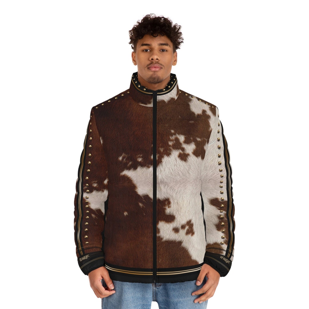 Cow Print Puffer Jacket Cow Skin Unisex Jacket Best Winter Gift Animal ...