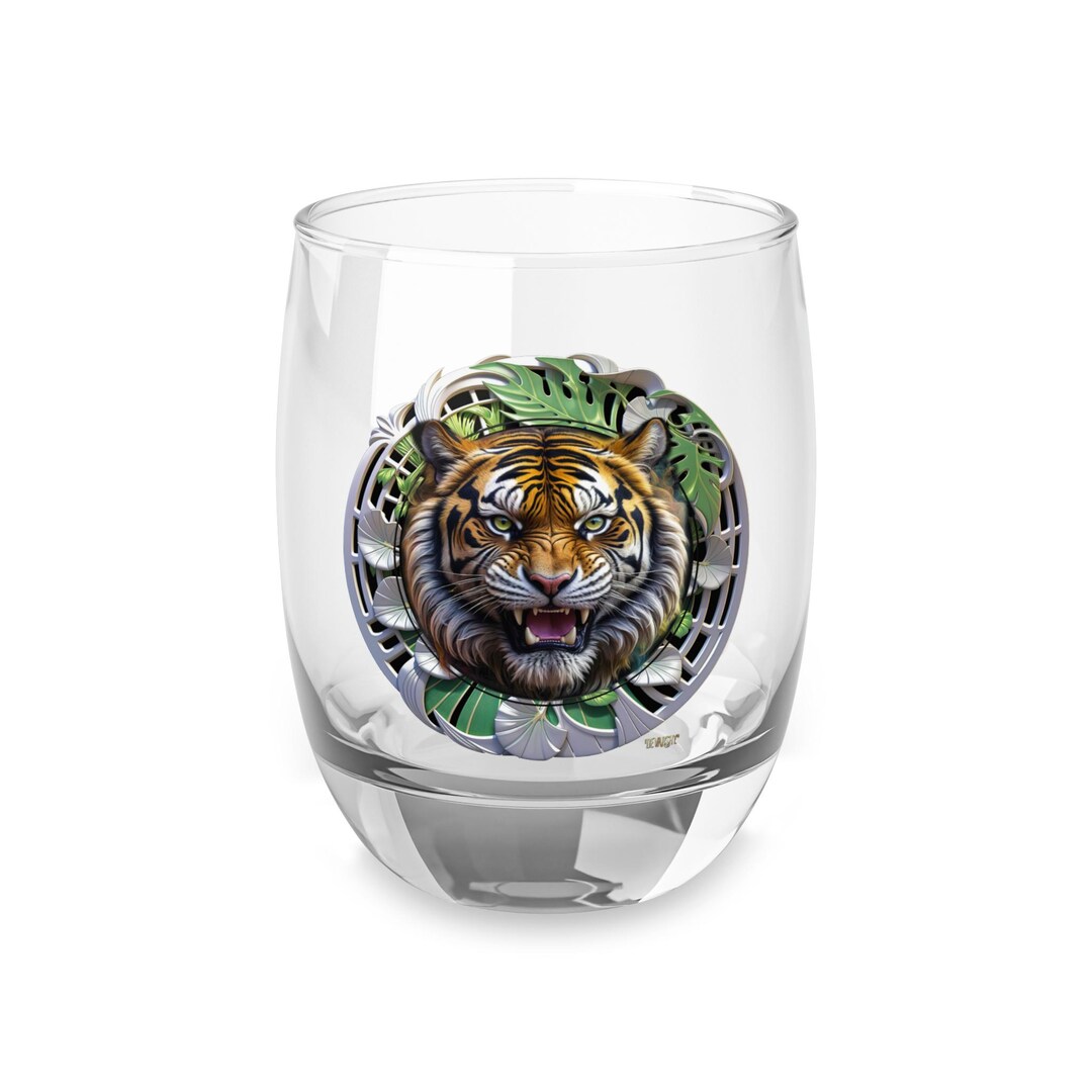 Wild Tiger Whiskey Glass & Stemless Wine Glass Beverage Drinkware ...