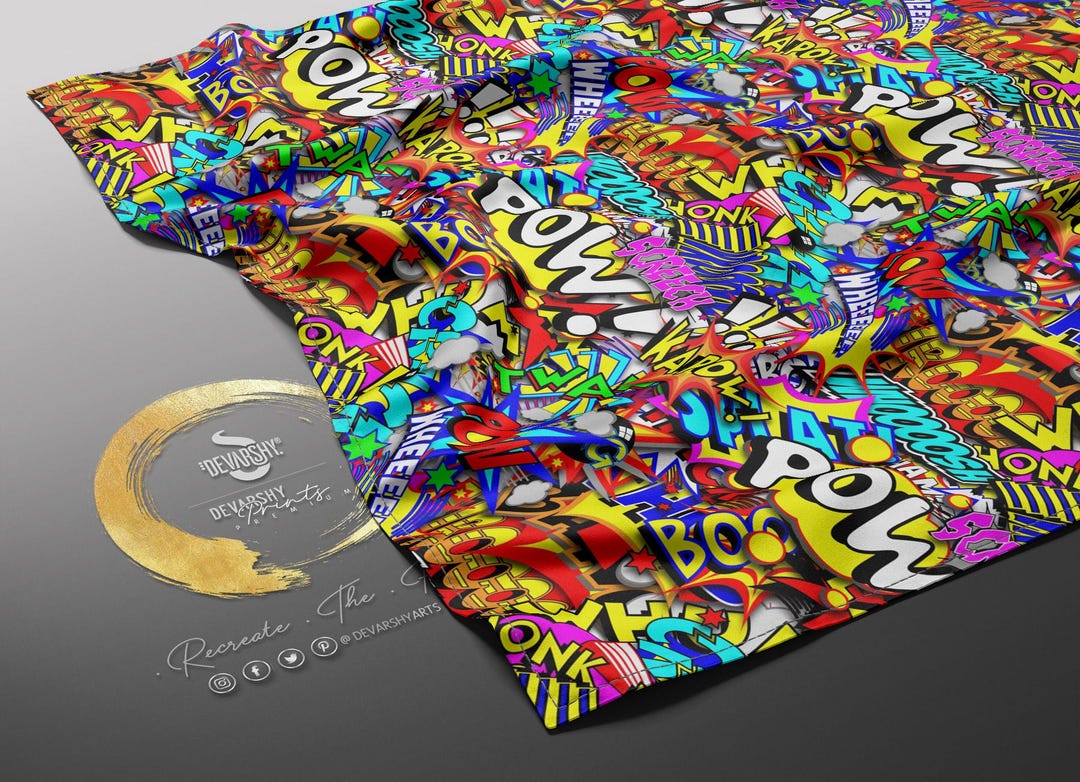 Colorful Pop Art Fabric, Combed Cotton Pima Fabric by the Yard, Spun ...
