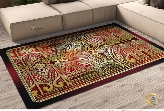 Polynesian Maori Tattoo Wine Area Rug Available in 3 sizes | Etsy