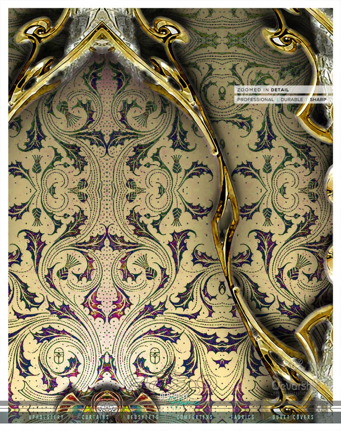Baroque Ornate Beige PREMIUM Curtain Panel. Available on 12 - Etsy