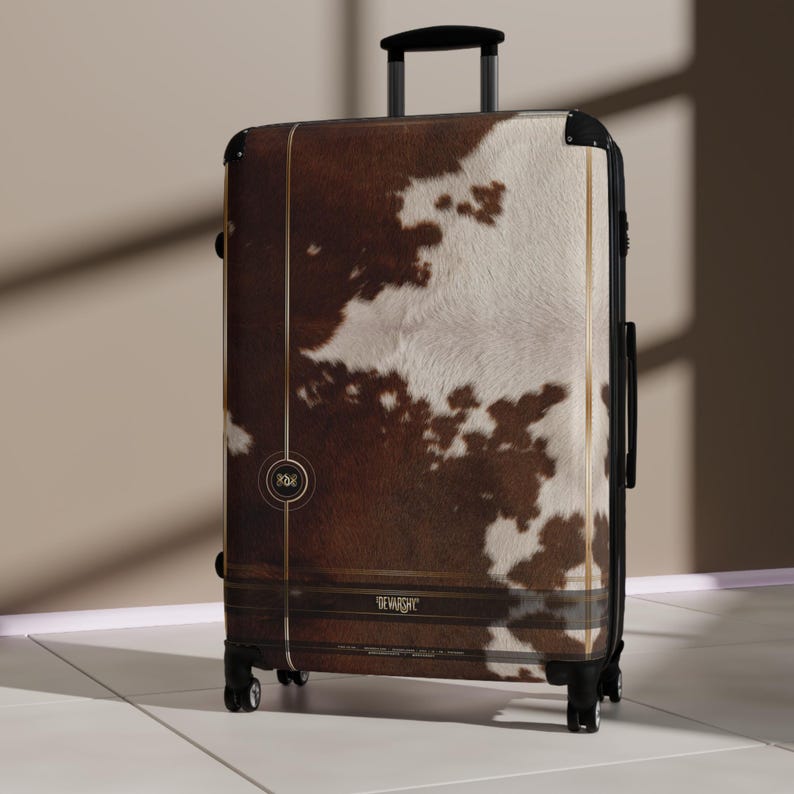 Cow Print Suitcase 3 Sizes Cowhide Luggage Carry-on Suitcase Hard Shell ...