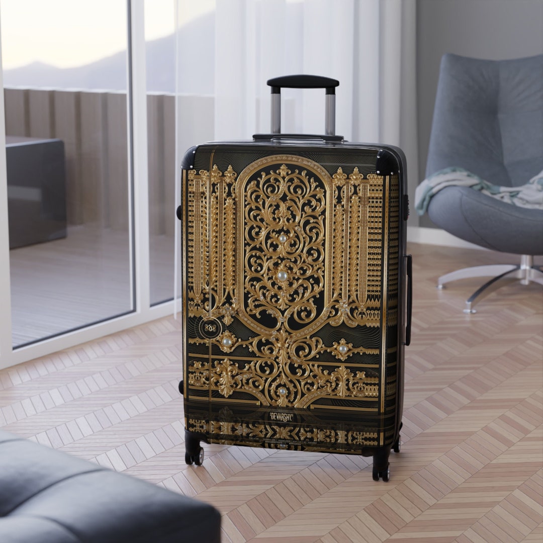 Baroque Gold Suitcase Luxury Travel Luggage Decorative Carry-on ...