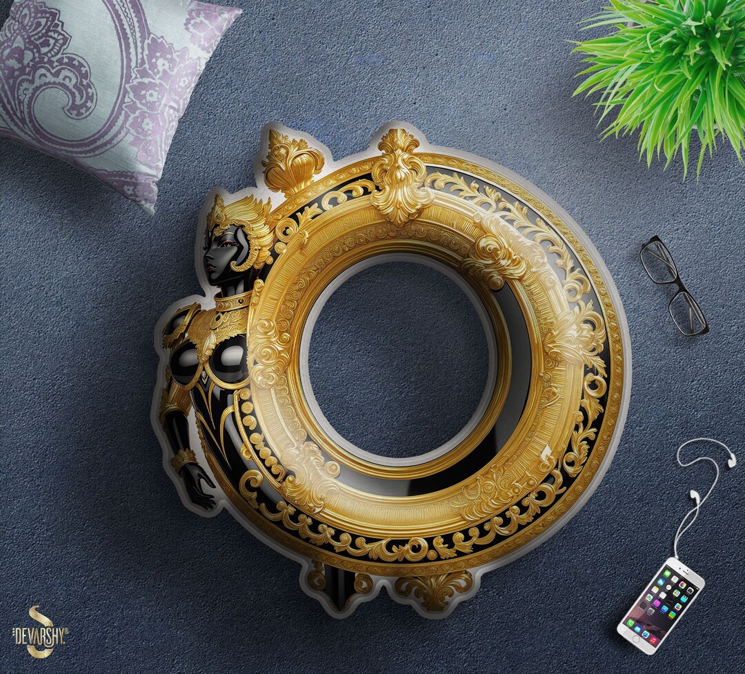 GOLDEN Frame Round Pillow Baroque Custom Shape Cushions in 4 Sizes ...