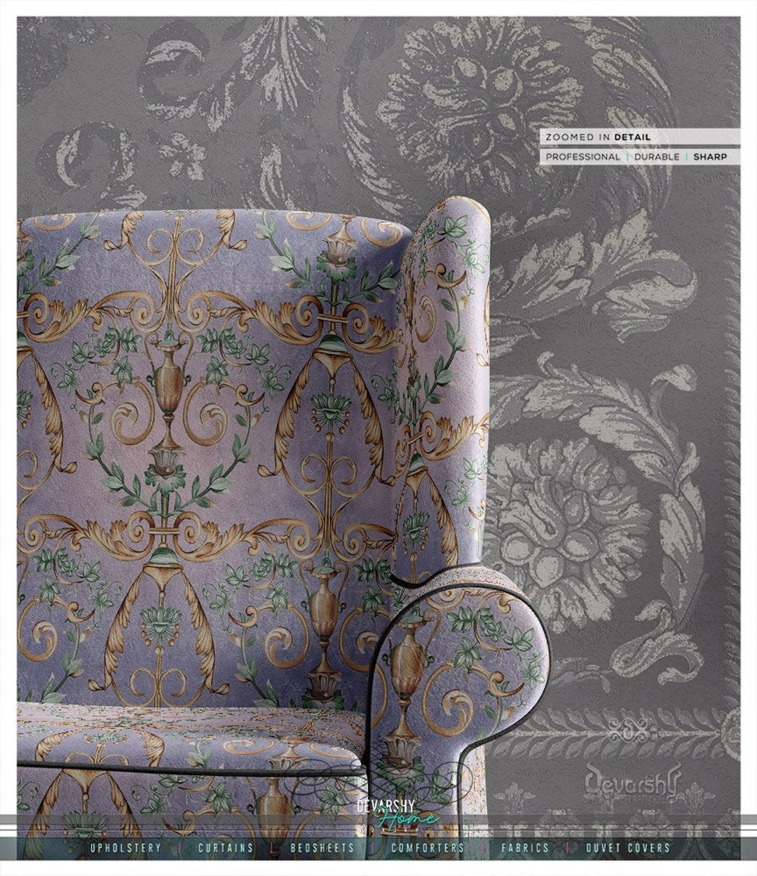 Vienna Baroque Upholstery Fabric 3meters 6 Shades & 12 Furnishing ...