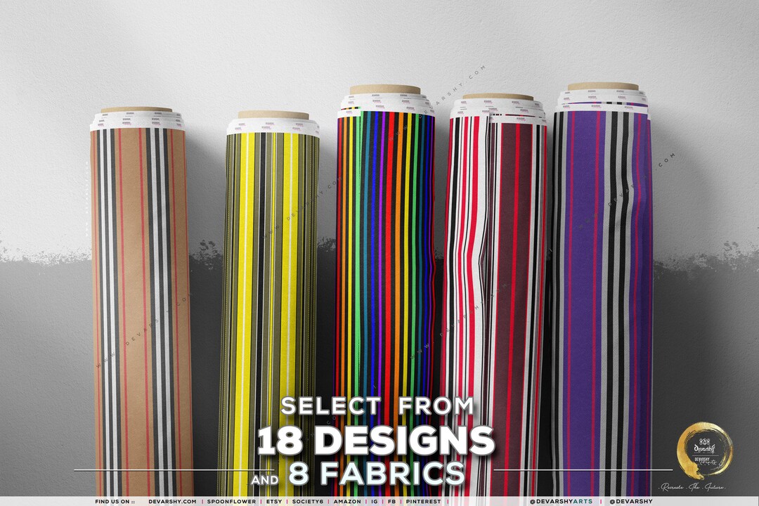 Multi Colors Striped Apparel Fabric by the Yard | 8 Fabrics and 18 ...