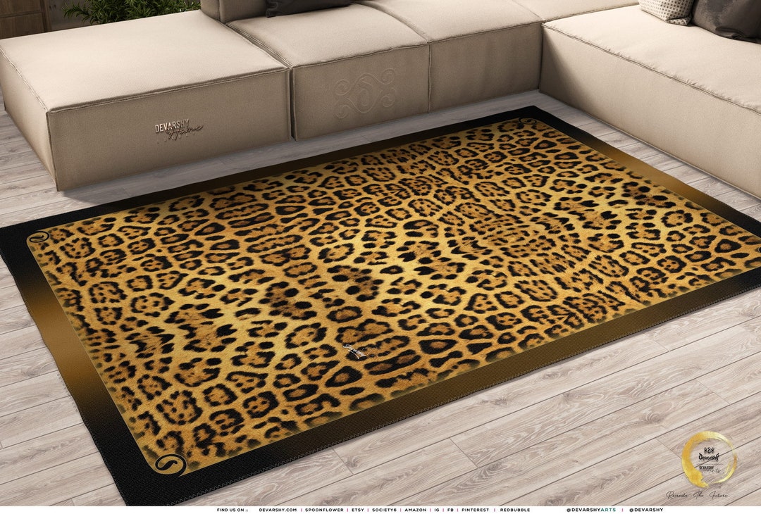 Leopard Print Area Rug Animal Print Carpet Chenille Bedroom Rugs in 3 ...