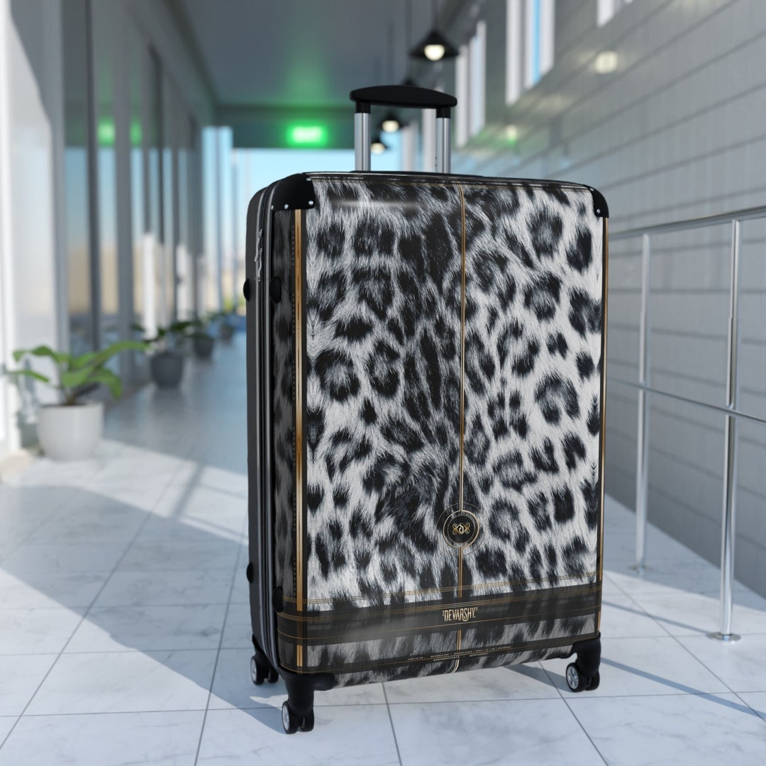 White Leopard Print Suitcase 3 Sizes Carry-on Suitcase Leopard Print ...