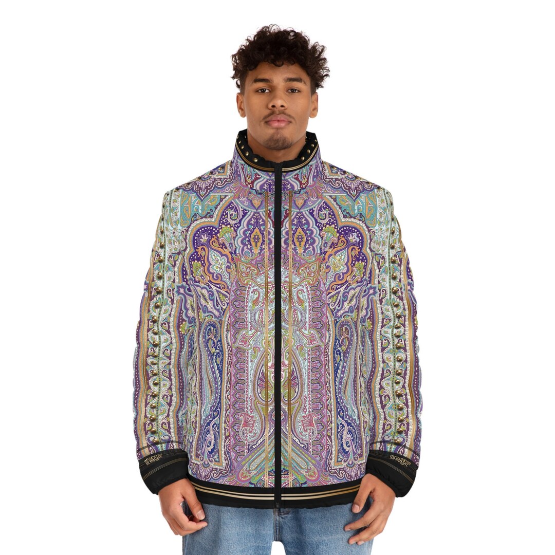 Russian Paisley Puffer Jacket Unisex Jacket Pink Paisley Winter Jacket ...