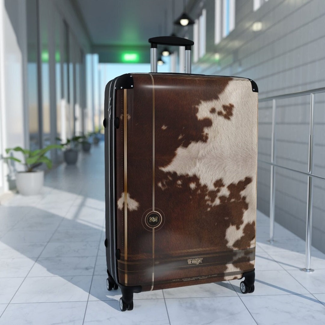 Cow Print Suitcase 3 Sizes Cowhide Luggage Carry-on Suitcase Hard Shell ...