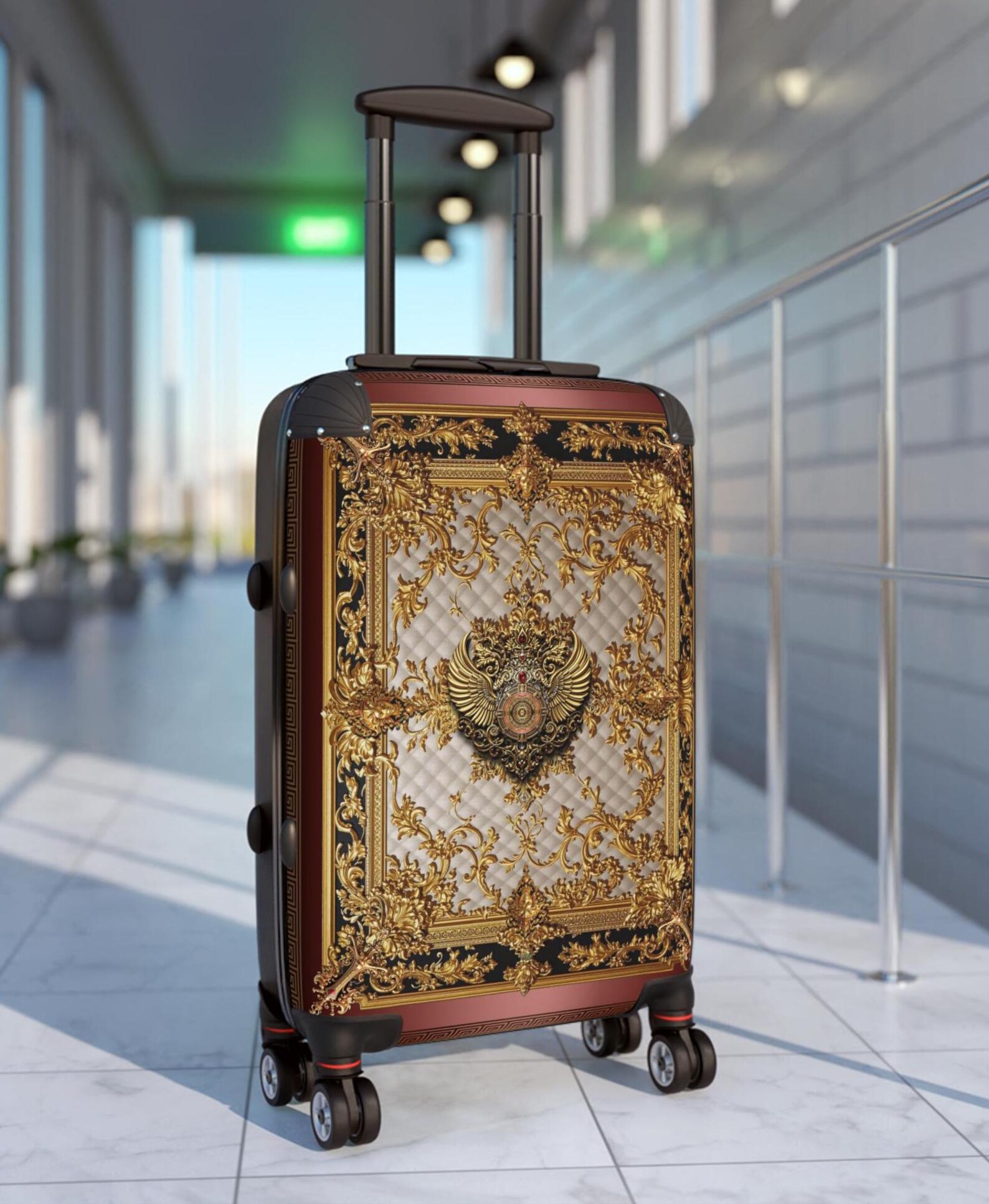 Opulent Rust Suitcase, Travel Luggage, Baroque Carry-on Suitcase ...
