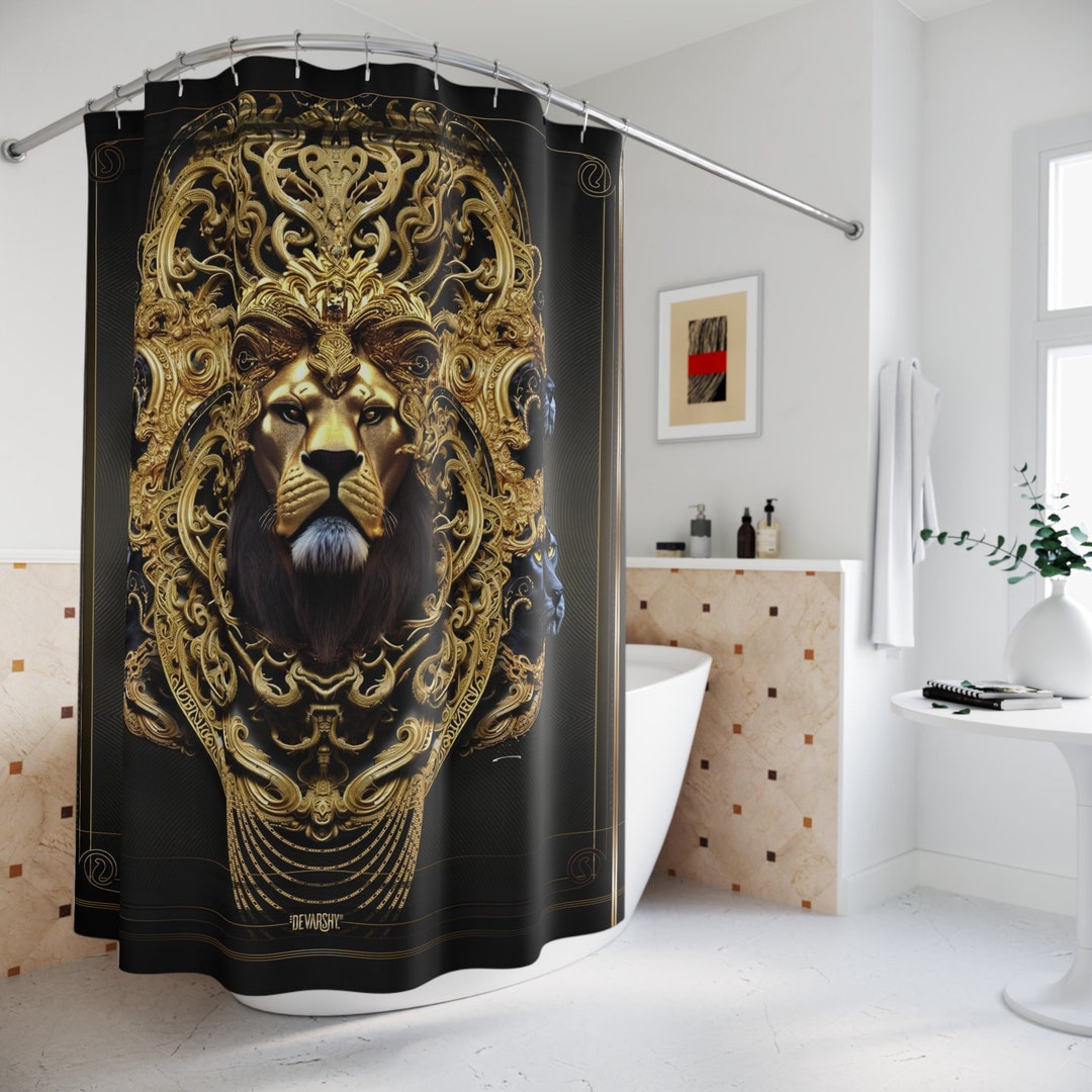 Majestic Golden Lion Shower Curtain | D20148 - Etsy