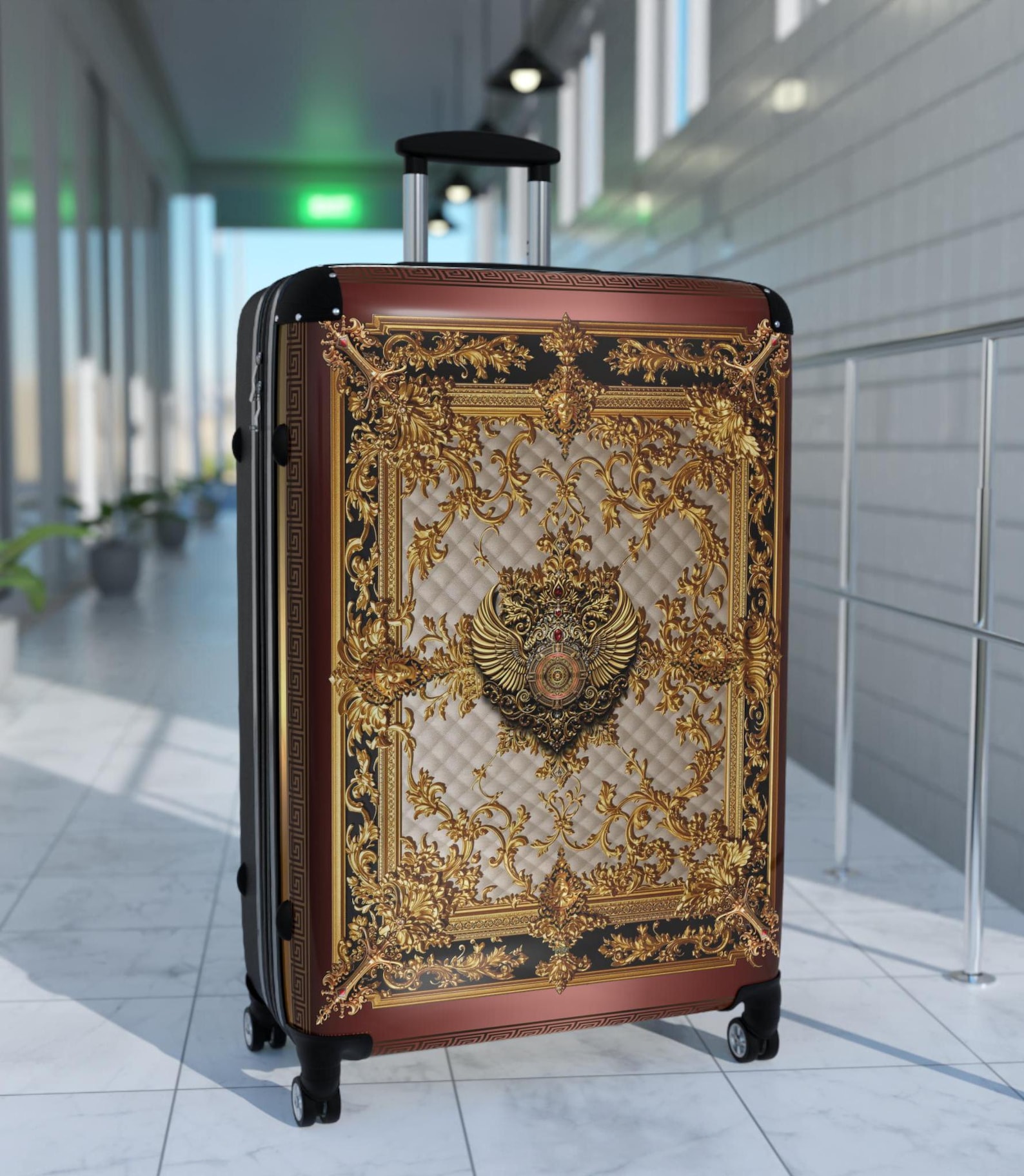 Opulent Rust Suitcase, Travel Luggage, Baroque Carry-on Suitcase ...