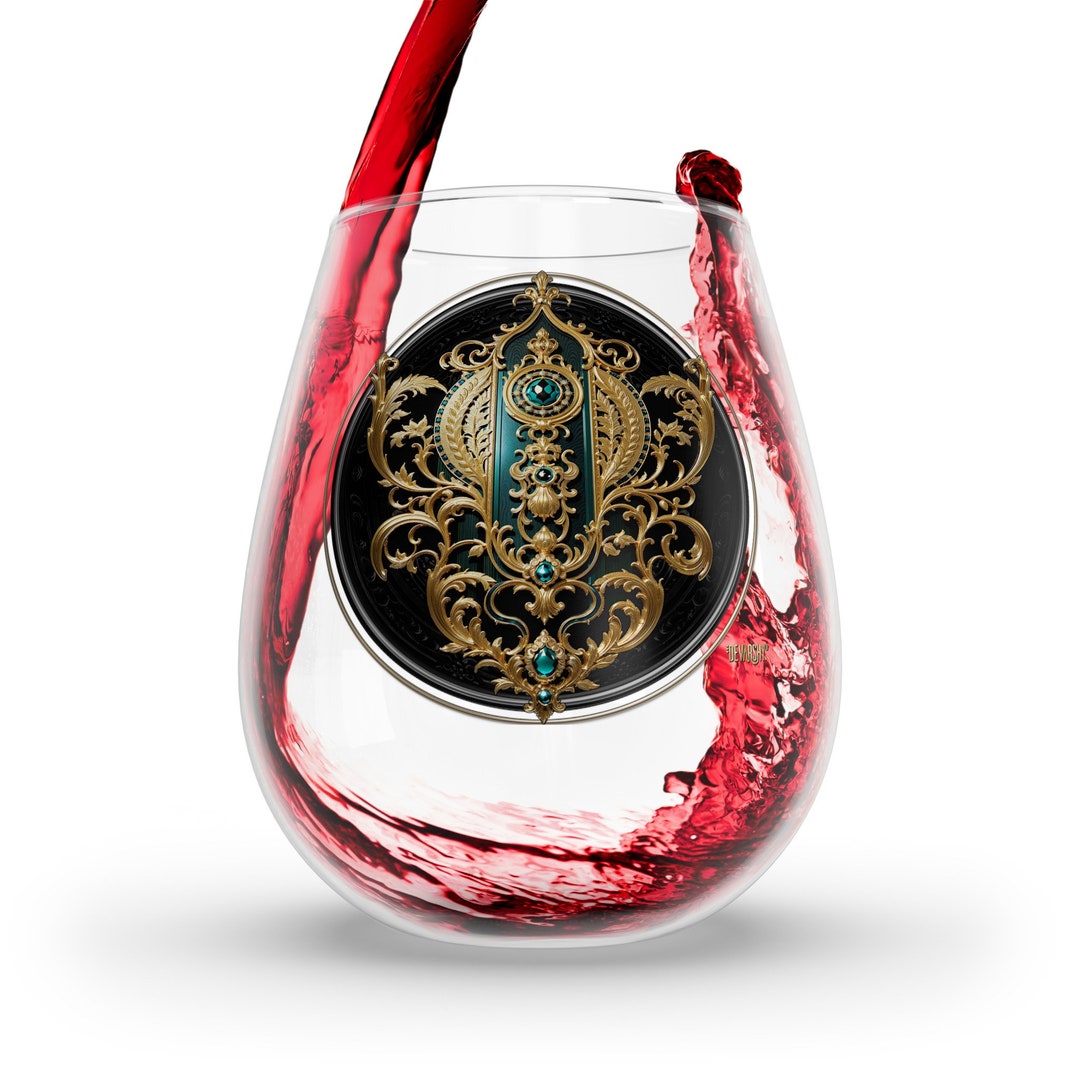 Intricate Baroque Stemless Wine Glass & Premium Whiskey Glass Baroque ...