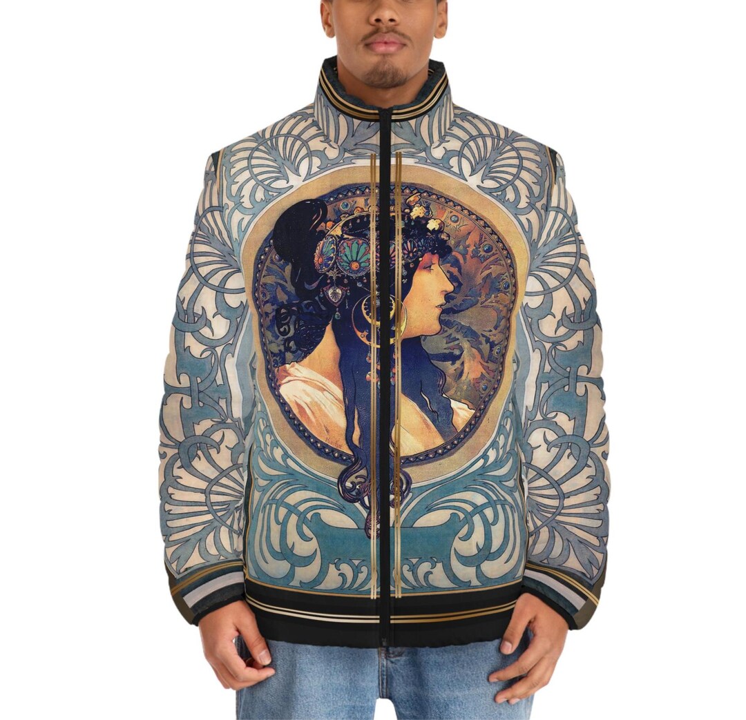 Art Nouveau Puffer Jacket, Mucha Style Vintage Jacket, Bohemian Art ...