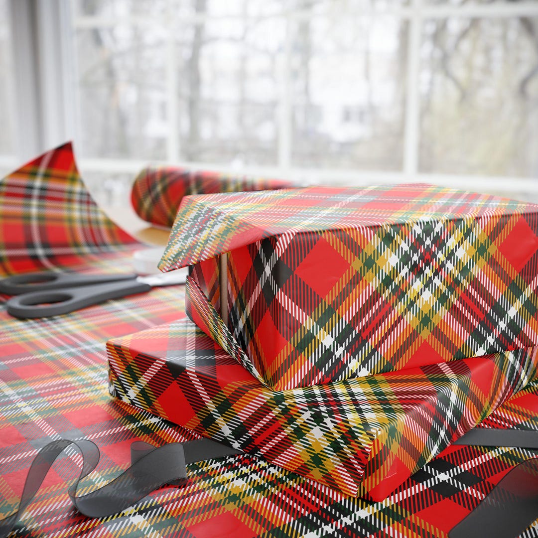 Red Plaid Wrapping Paper, Tartan Plaid Gifts Wrappings, X-mas Gifts ...