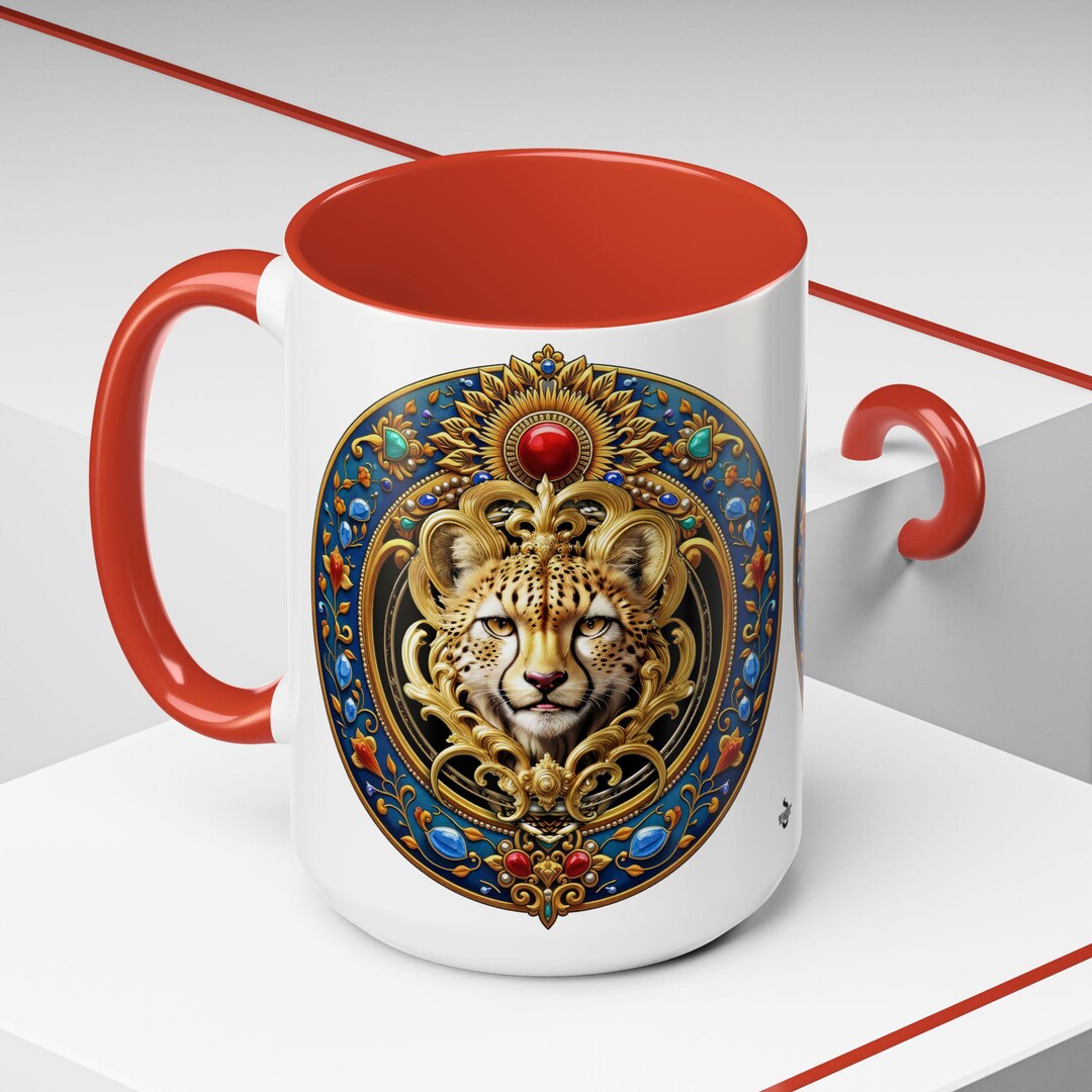 Prince Cheetah Coffee Mug, Accent Coffee Mug, Animal Print Mug, Hot ...