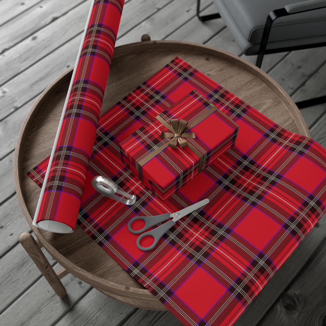 Royal Steward Tartan Wrapping Paper, Red Tartan Plaid Gift Wrapper, X ...