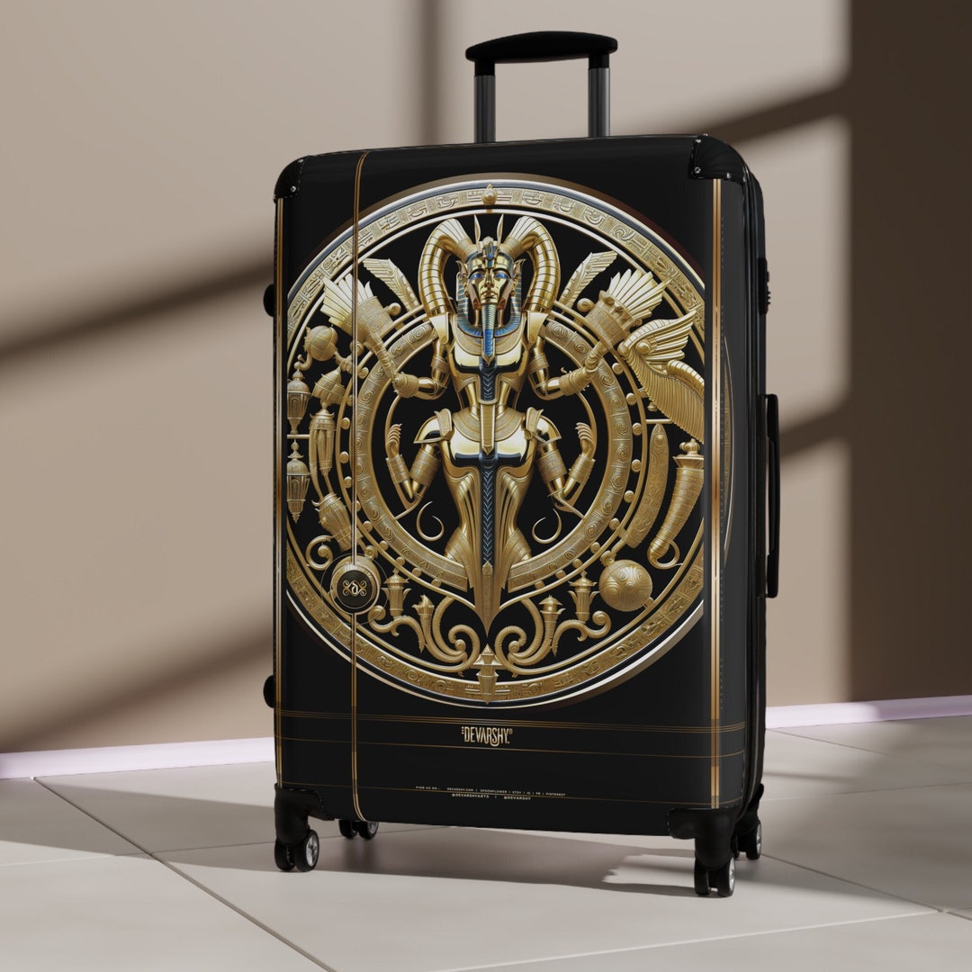 Egyptian Art Suitcase Golden Decorative Luggage Luxury Carry-on ...