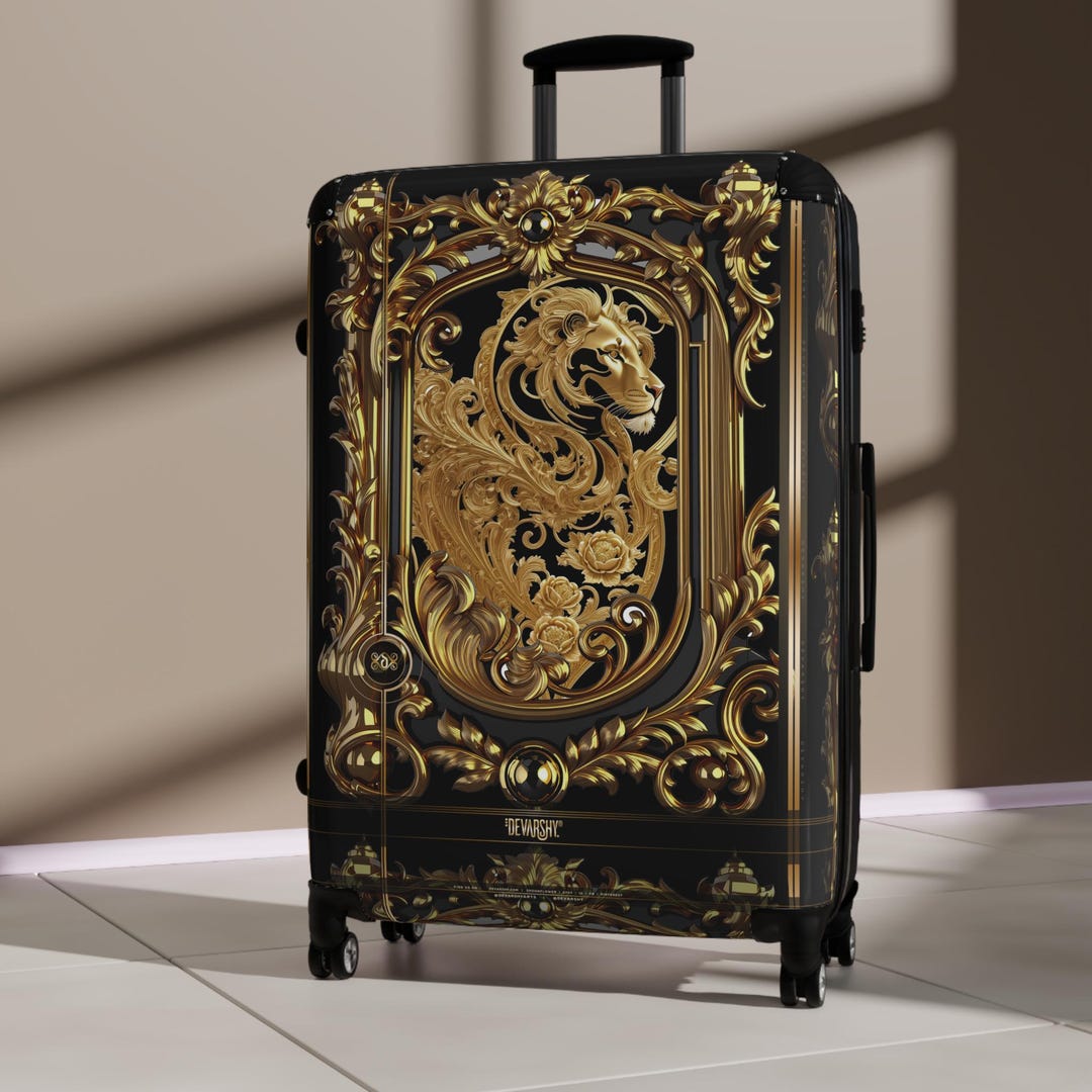 Decorative Gold Suitcase Baroque Travel Luggage Carry-on Suitcase ...