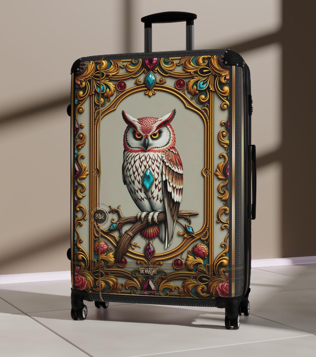 Bejeweled Owl Suitcase, Luxury Travel Gear, Premium Hard Shell Suitcase ...