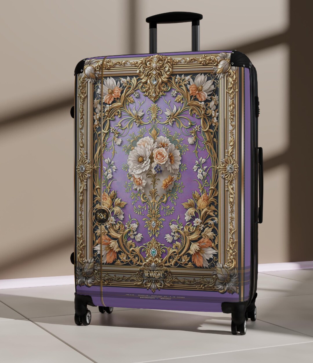 Floral Purple Suitcase, Lavender Luggage, Best Luxury Gift Carry-on ...