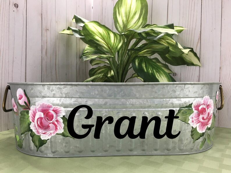 Personalized Hand Painted Galvanized Metal Tub Great Teacher - Etsy